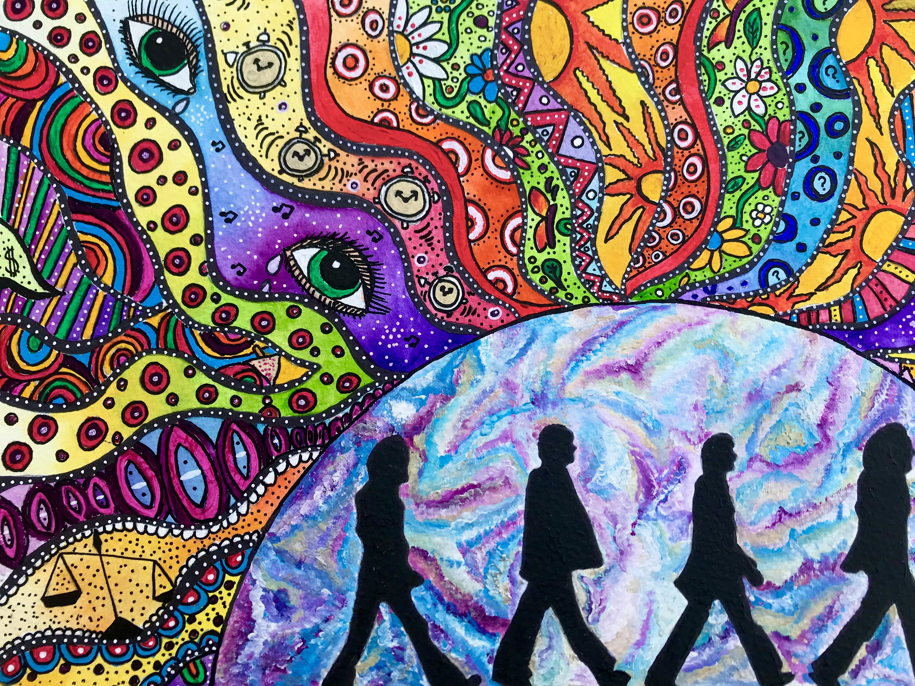 The Beatles Psychedelic Art Prints Abbey Road Illustrated - Etsy UK