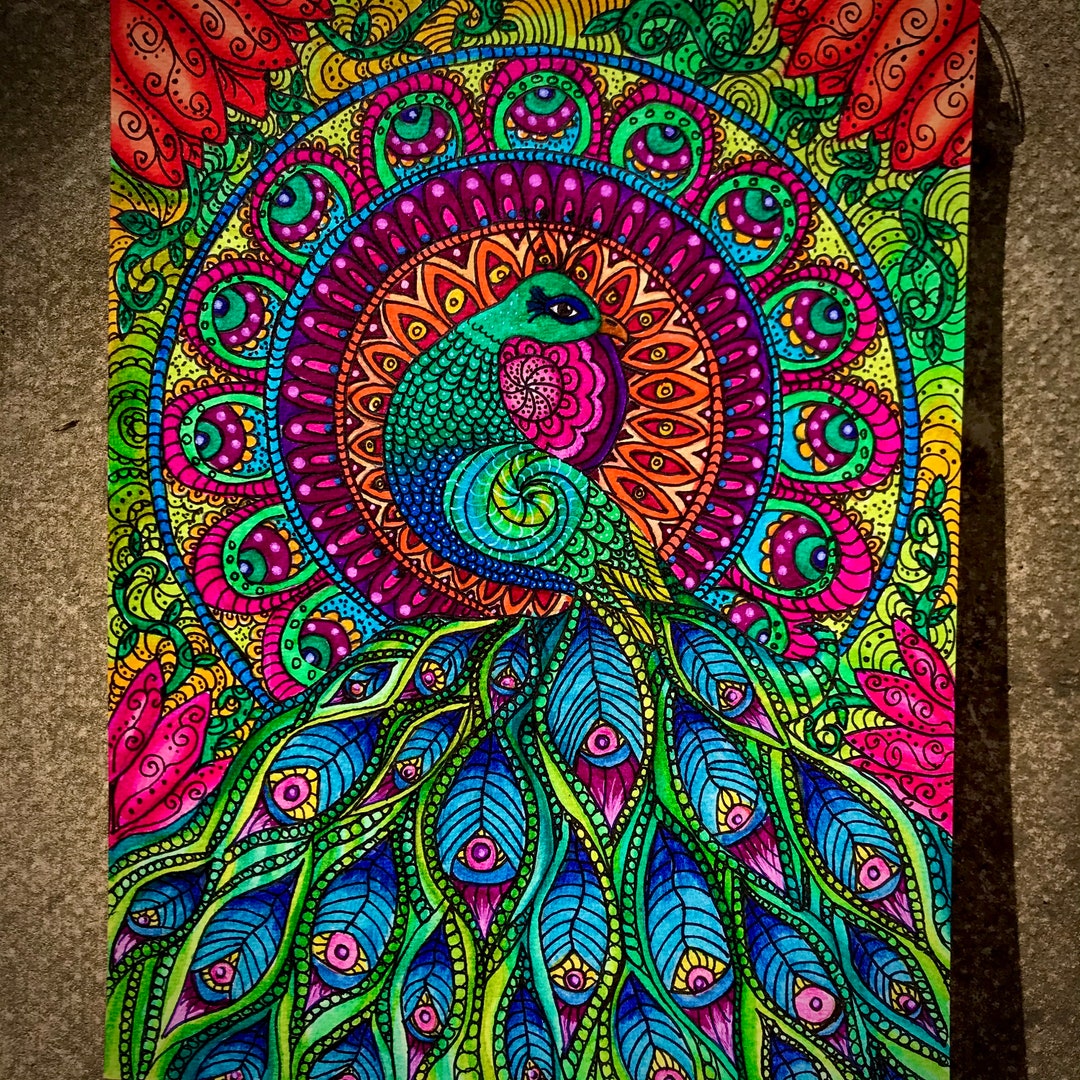 Peacock Psychedelic Art Prints, Mandala Art Print, Hippie Art Prints ...