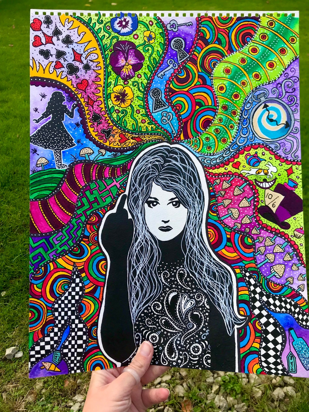 Grace Slick White Rabbit Illustrated Painting. Jefferson Airplane ...