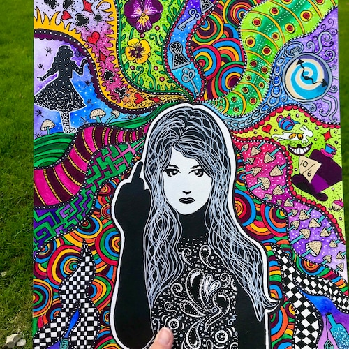Grace Slick White Rabbit Illustrated Painting. Jefferson - Etsy