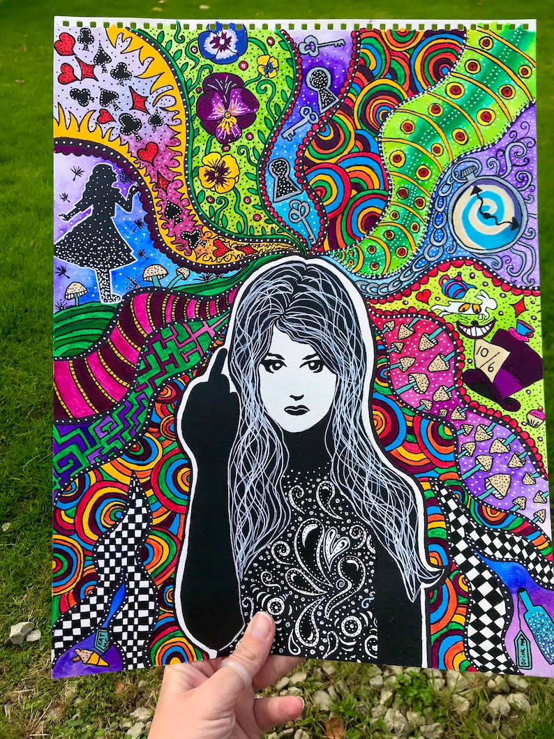 Grace Slick White Rabbit Illustrated Painting. Jefferson - Etsy Grace Slick White Rabbit Illustrated Painting. Jefferson - Etsy