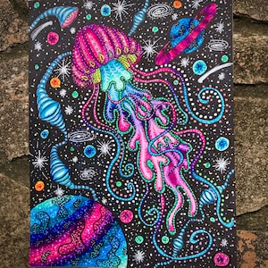 Psychedelic Jellyfish Art Prints, Space Art Print, Hippie Art Prints ...