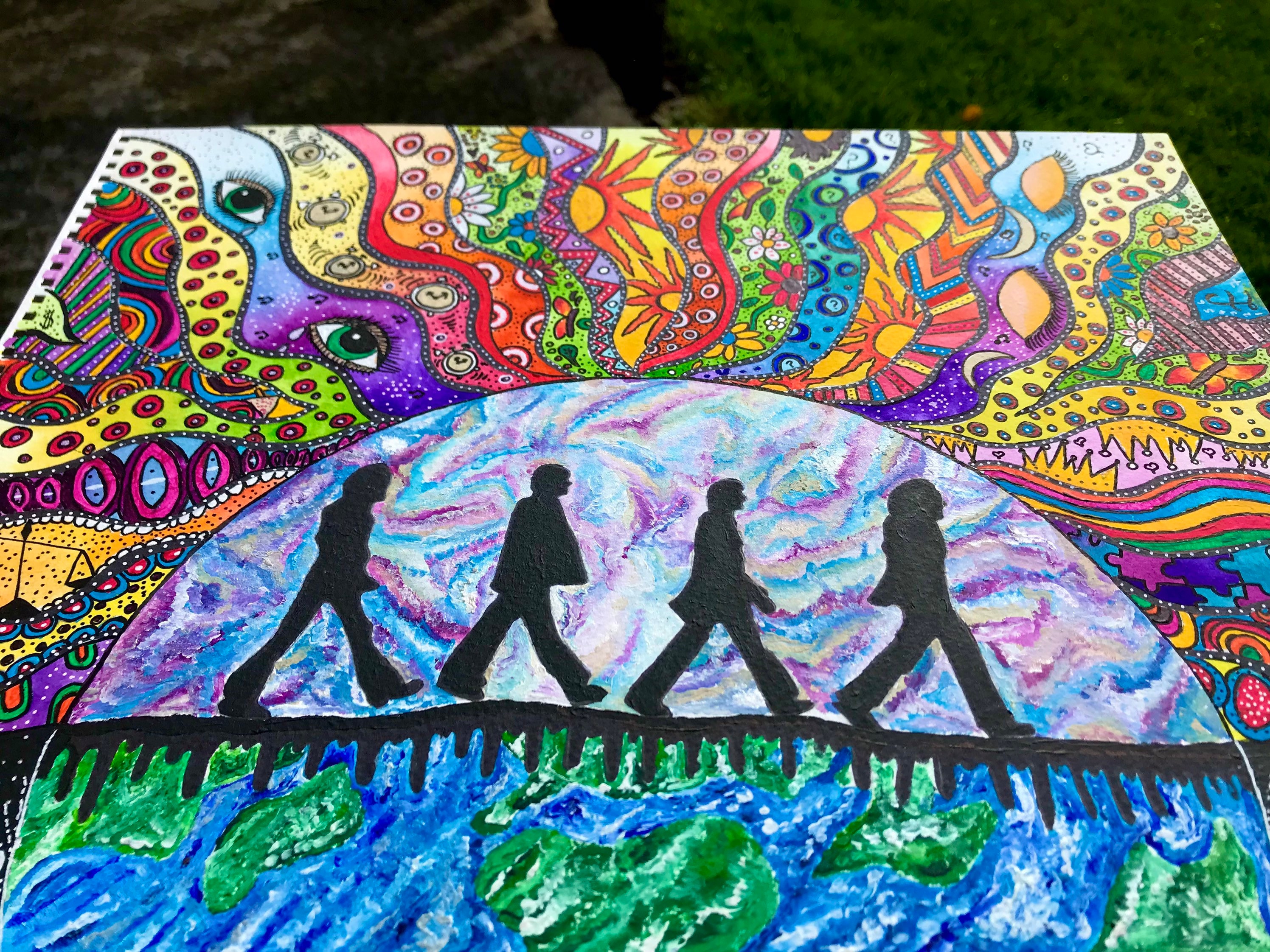 The Beatles Psychedelic Art Prints Abbey Road Illustrated - Etsy