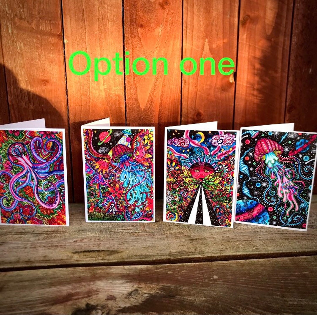 Vibrant, Psychedelic , Trippy and Unique Greetings Cards With Envelopes ...