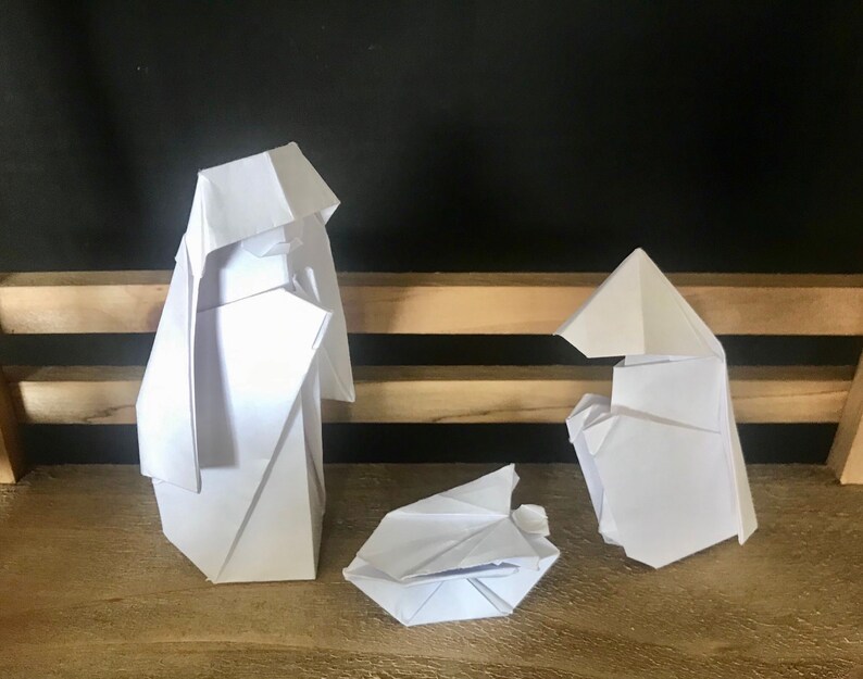 Origami Nativity, Nativity, Christmas Scene, Mary, Joseph, Baby Jesus ...