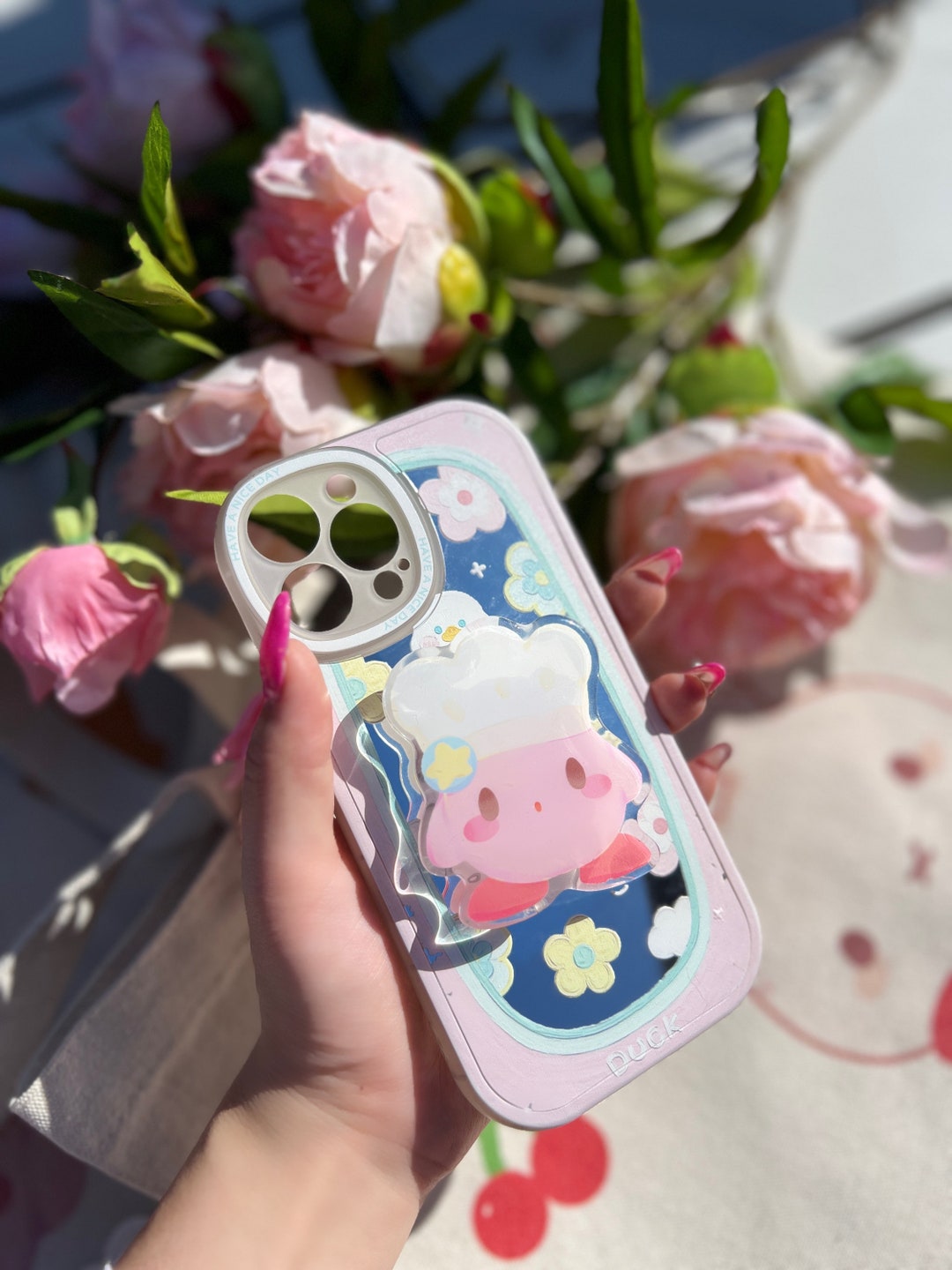 Kirby Phone Grip | Phone Charm | Kawaii Phone Accessory - Etsy