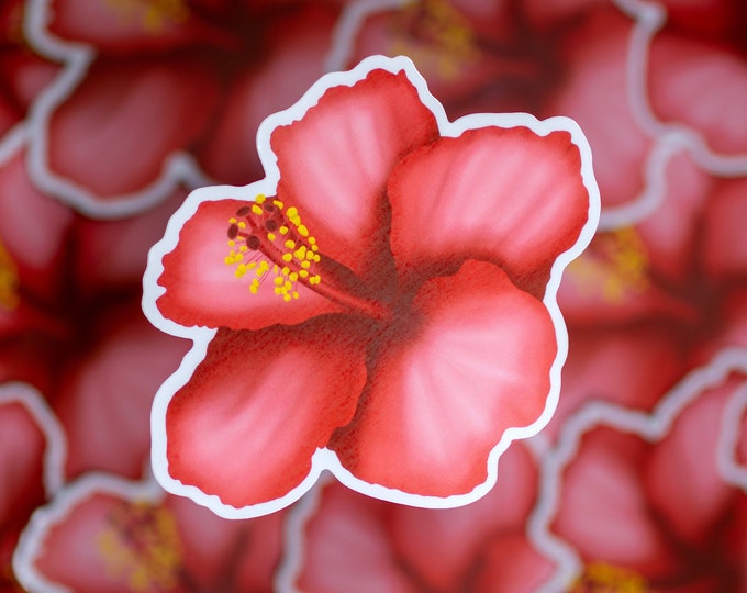Beautiful Red Hibiscus Flower Die Cut Sticker - Etsy