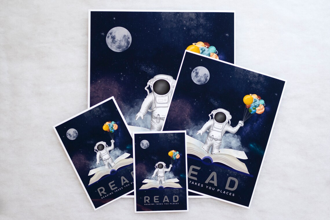 Read Poster NASA Astronaut Poster Space Illustration - Etsy