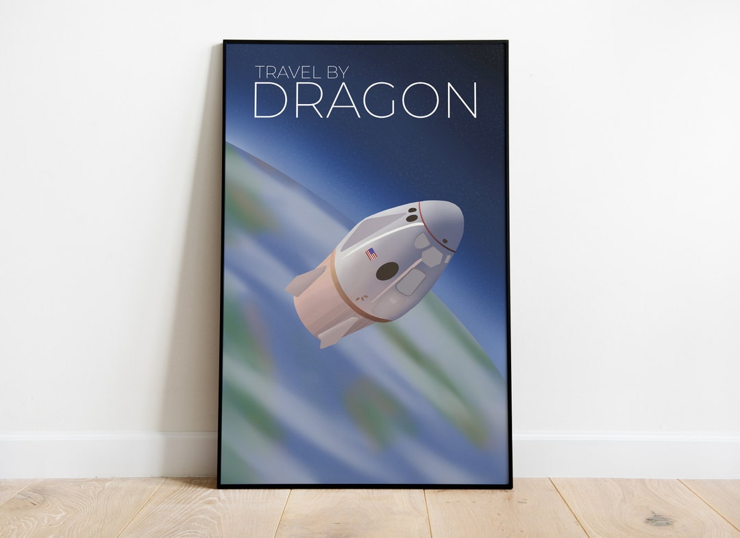 Spacex Dragon Capsule Travel Poster | Poster | Space Poster - Etsy