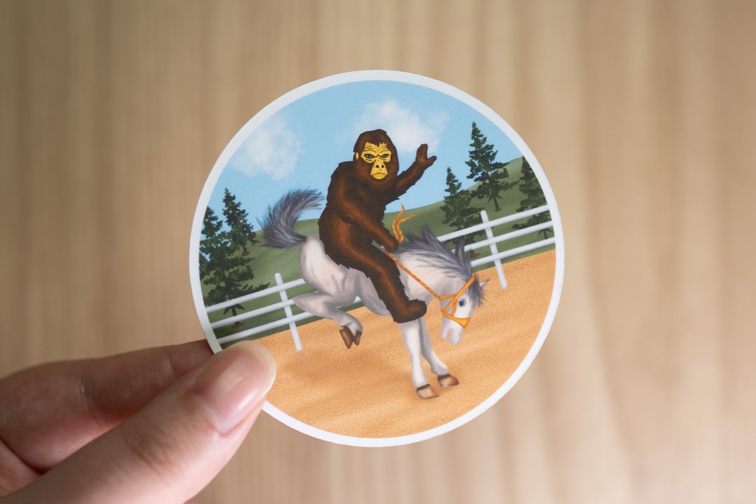 Bigfoot Riding a Bronco Sticker | Bronco Vinyl Sticker - Etsy