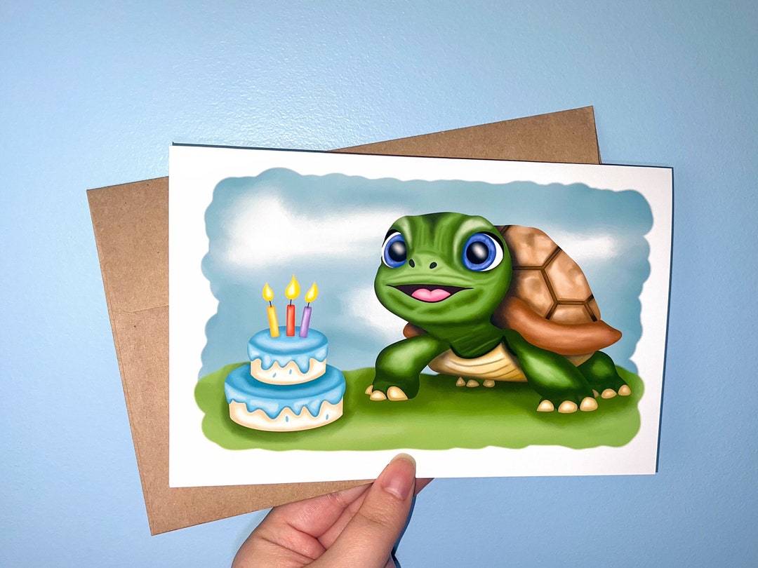 Turtle Birthday Card | Celebration Card | Greeting Card | Illustrated ...