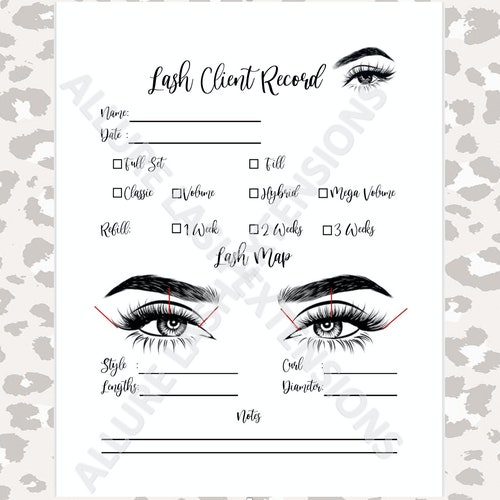 Lash Extensions Client Record Consultation Printable DIY Canva - Etsy