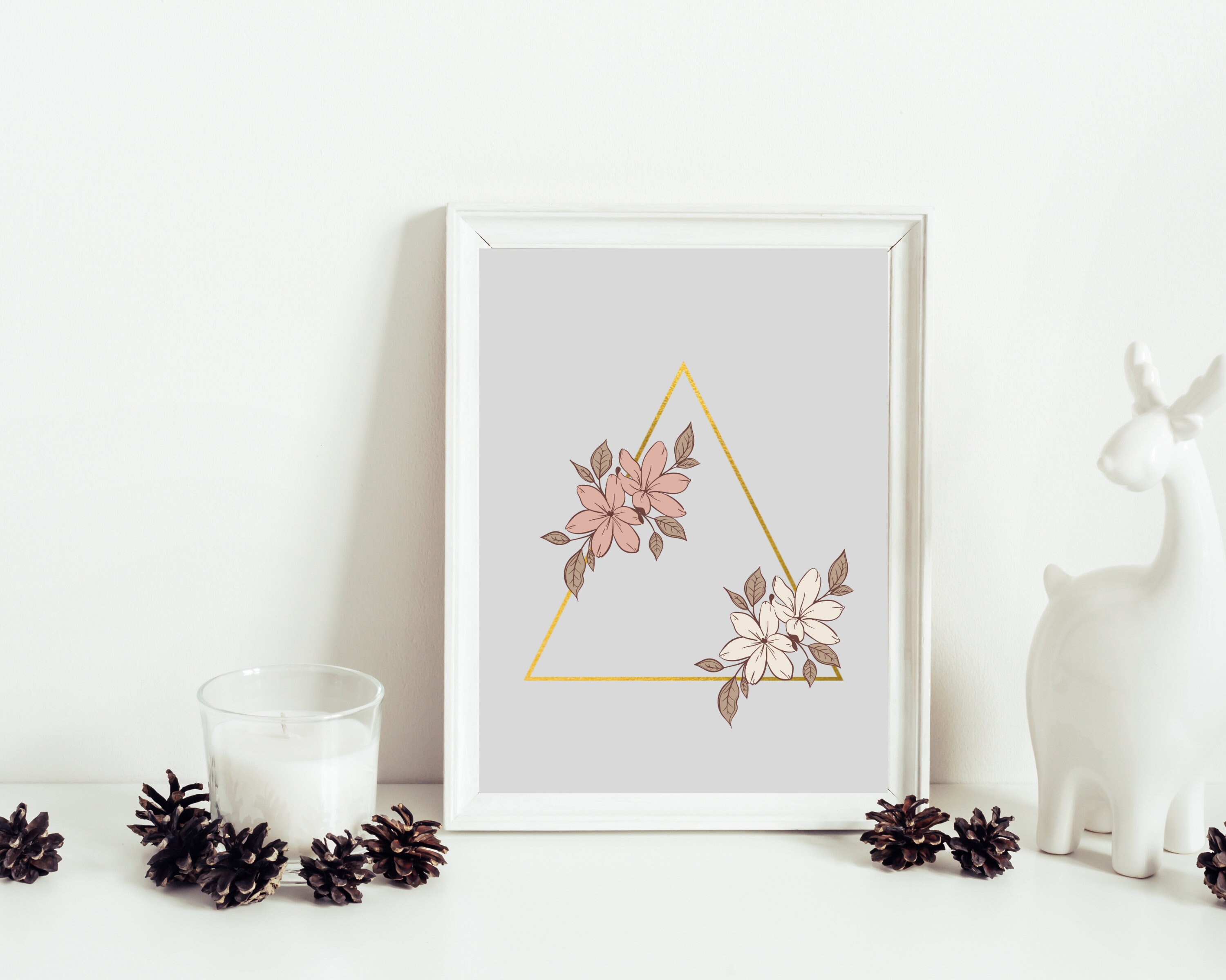 Gold Geometric Floral Print, Geometric Art Print, Floral Art Print ...
