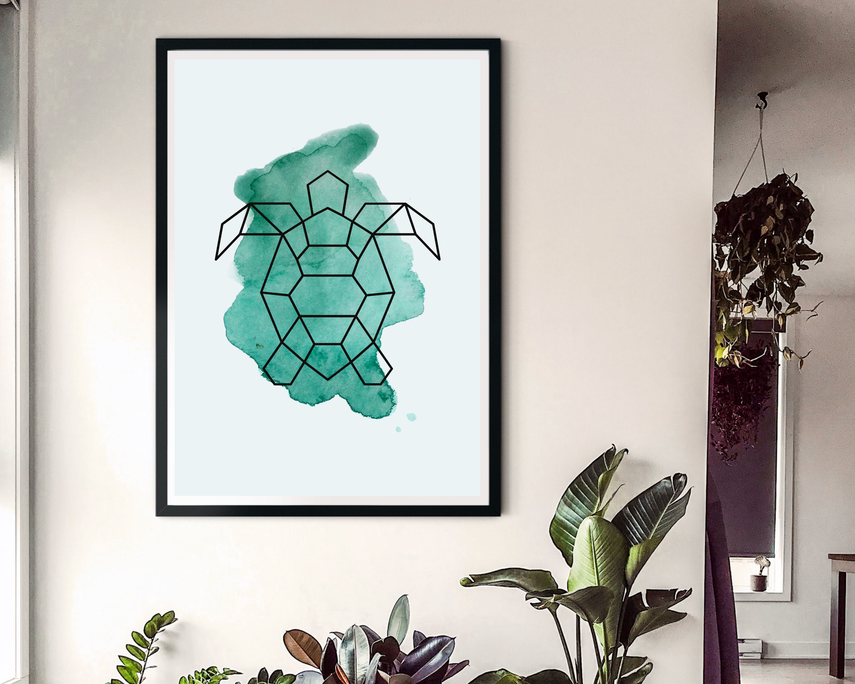 Geometric Turtle, Sea Turtle Print, Tropical Art, Digital Print ...