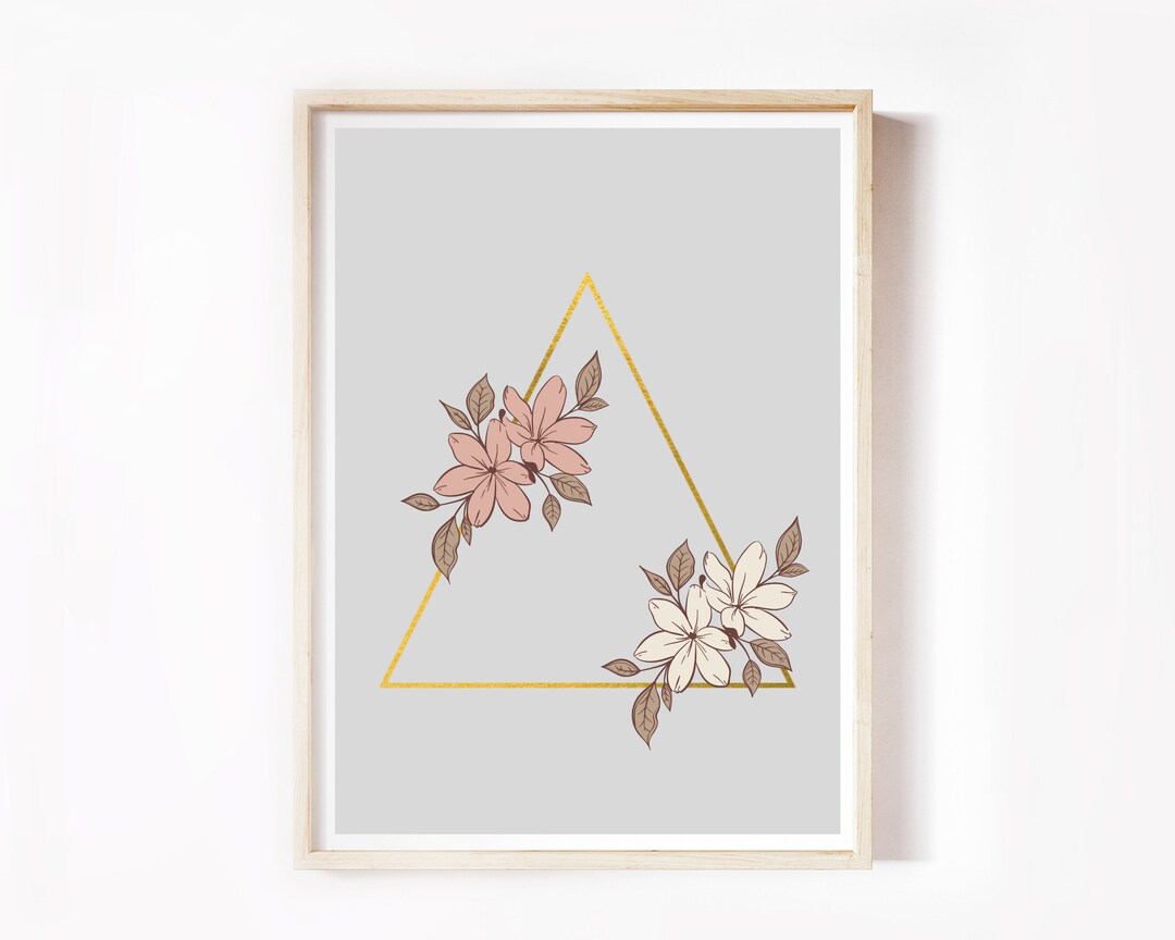 Gold Geometric Floral Print, Geometric Art Print, Floral Art Print ...