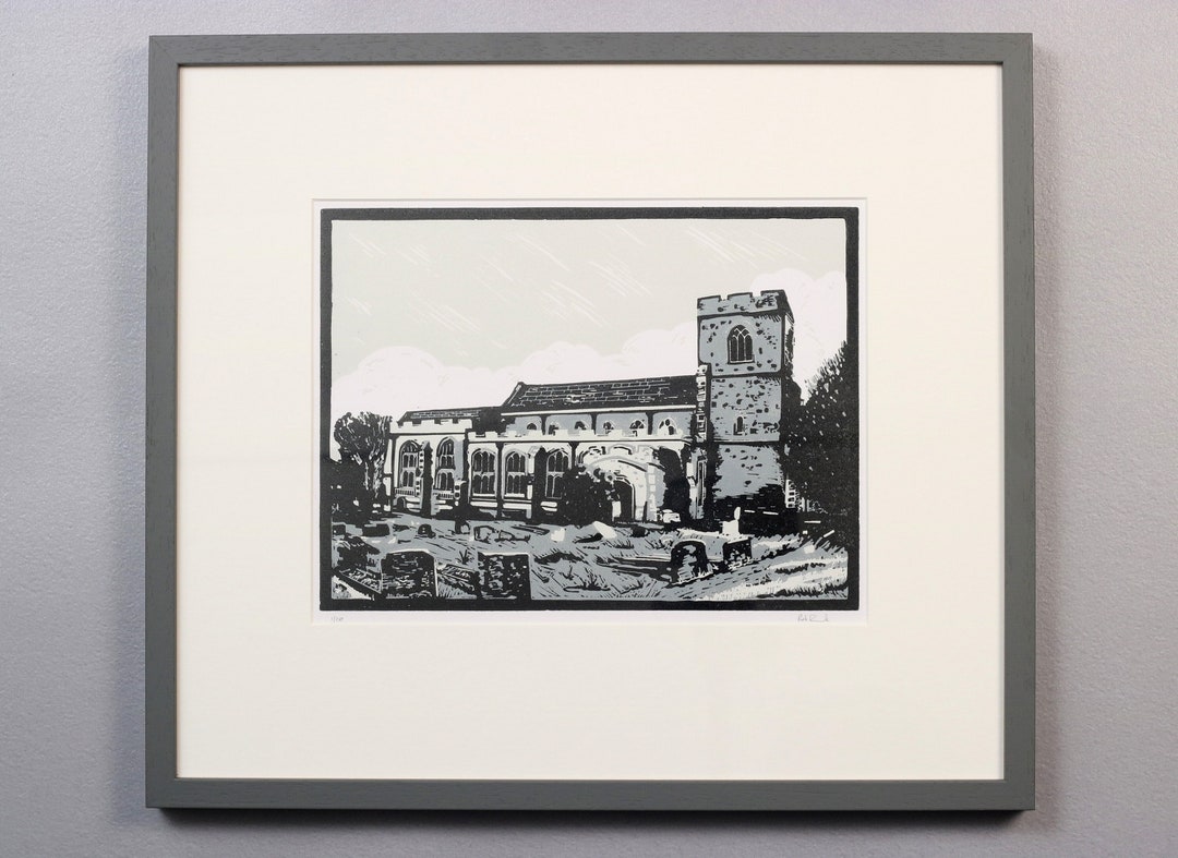St Mary's Church Linocut Print: Glemsford Suffolk Art - Etsy UK