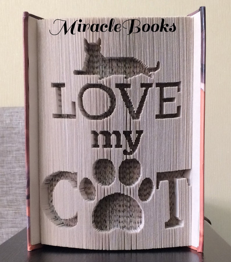 I Love My Cat BOOK FOLDING PATTERN + Instructions - Cat Book Folding ...