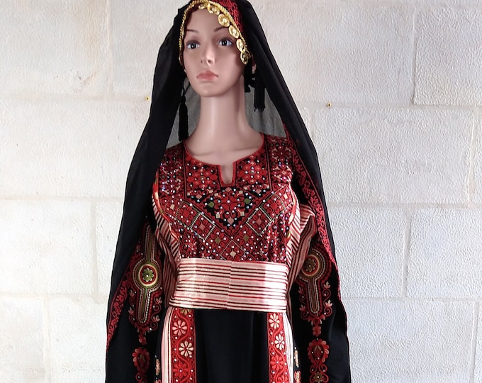 Palestinian Thobe Tatreez Dress Red and Black New Collection 2023 With ...