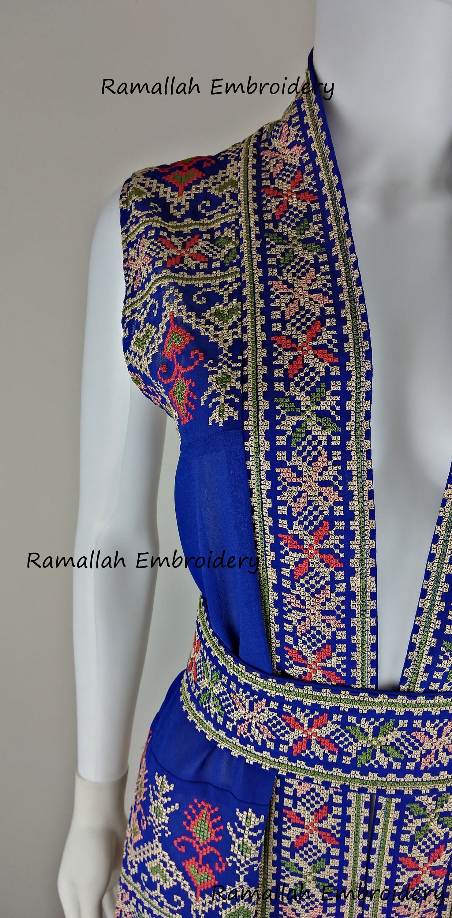 Palestinian Embroidered Blue Sleeveless Bisht New Collection | Etsy