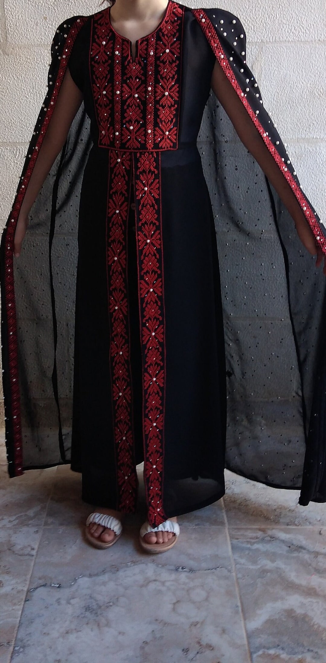 Little Girl Palestinian Thobe Tatreez Embroidered Pearl Thobe. - Etsy