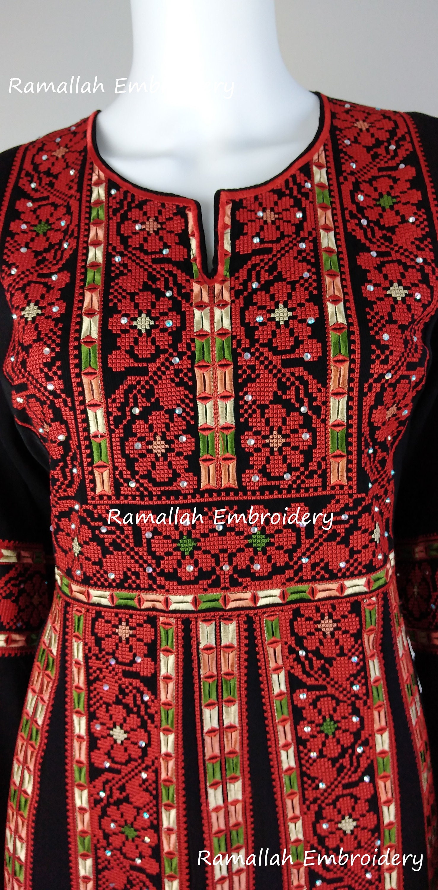 Thobe Kaftan Palestinian Embroidered Maxi Dress Arabic - Etsy