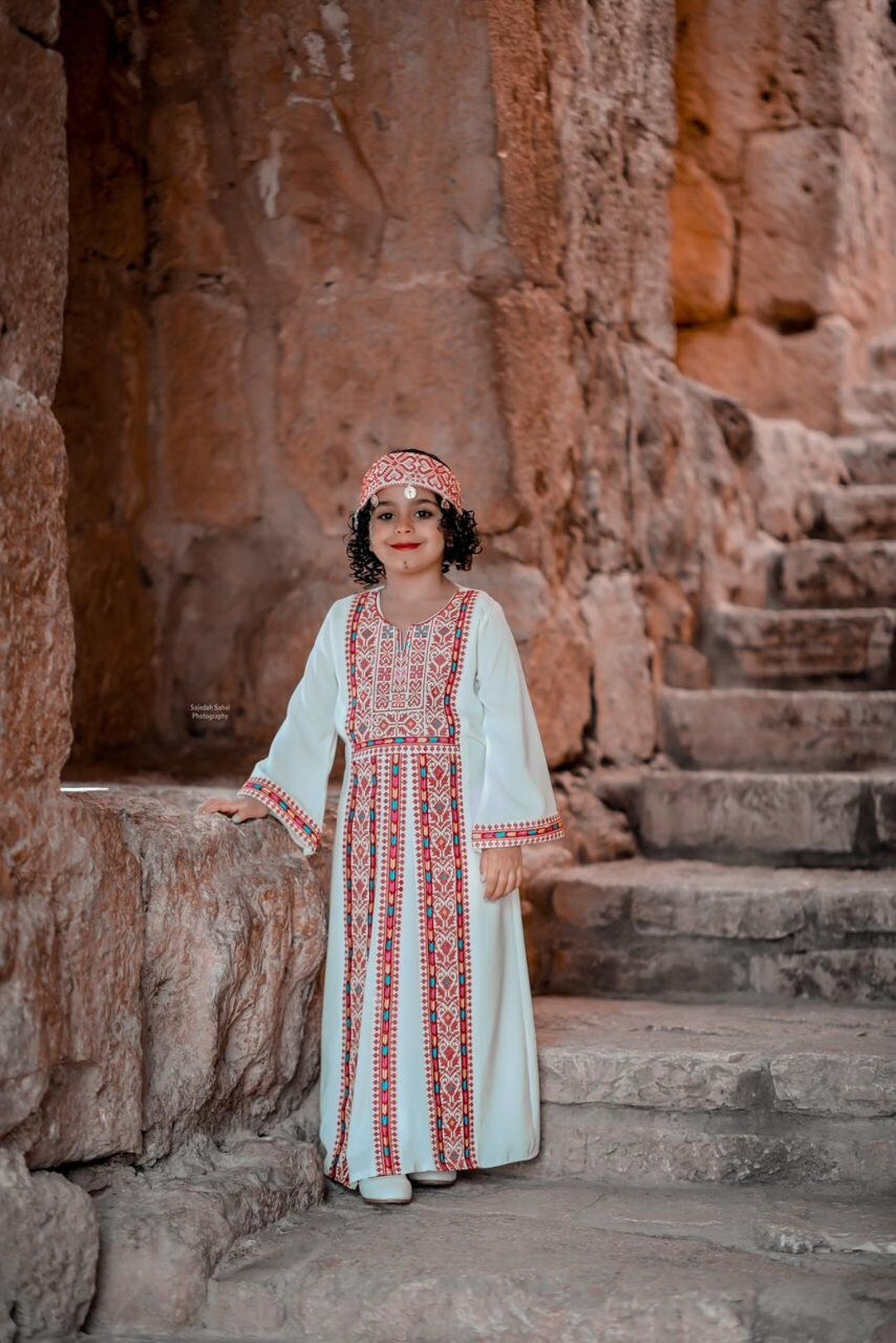 Palestinian Thobe Tatreez Little Girls Dress Embroidery White - Etsy
