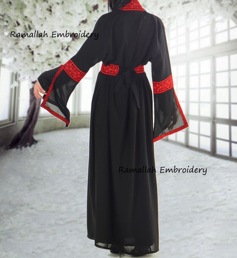Palestinian Abaya Bisht Thobe Tatreez Red and Black - Etsy