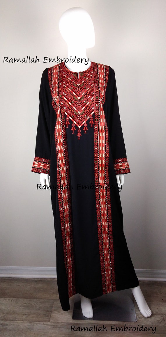 Palestinian Embroidered Thobe Thob Traditional Tatreez Maxi | Etsy