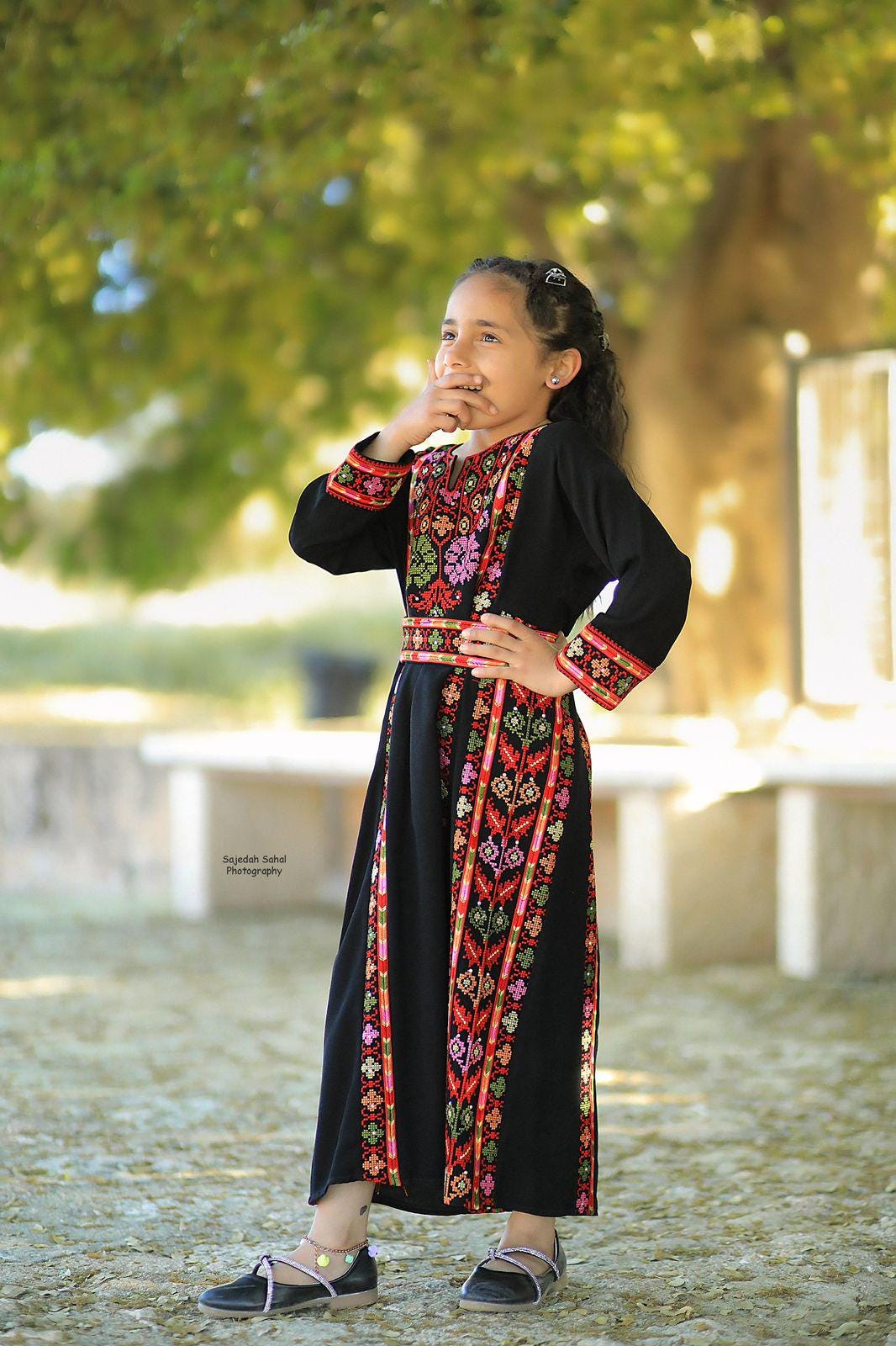 Embroidery Palestinian Girl Dress Thobe Tatreez Black Bayt Dajan - Etsy