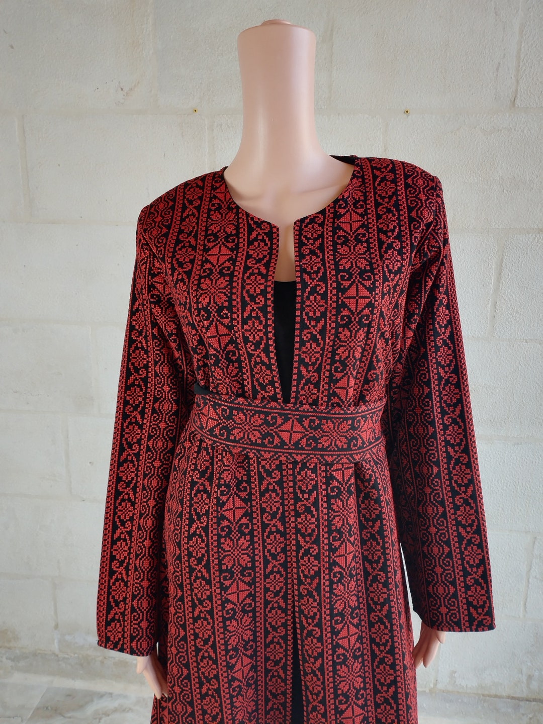 Long Cape Palestinian Embroidered Thobe Jacket Kaftan Maxi Dress Thob ...