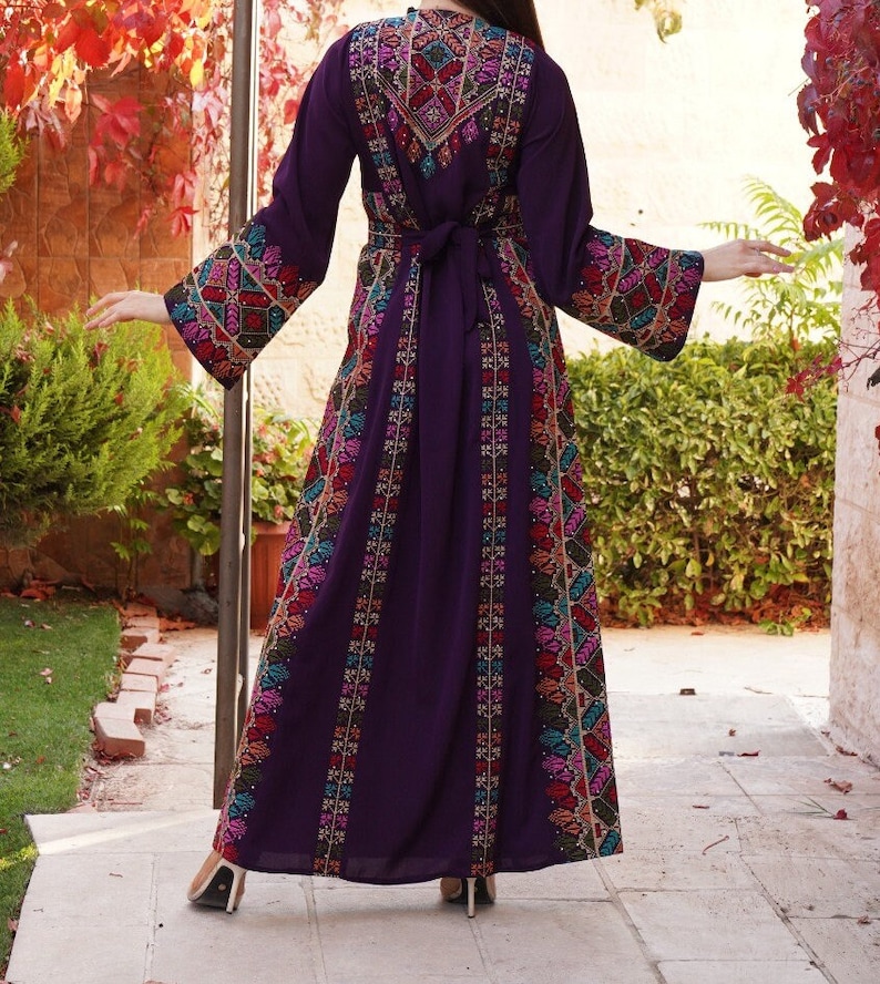 Palestinian Thobe Maxi Dress Tatreez Embroidery Six Strips - Etsy