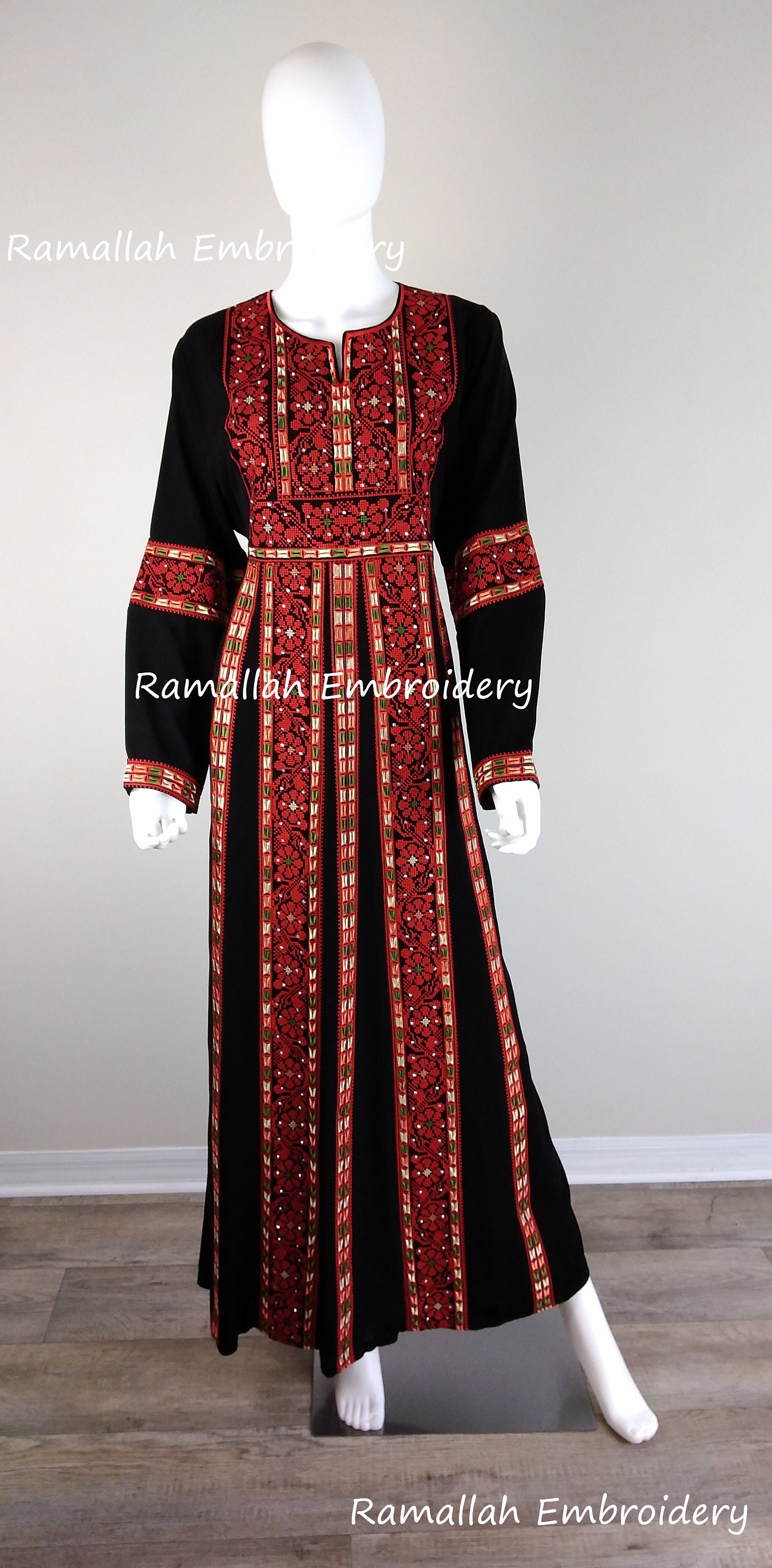Thobe Kaftan Palestinian Embroidered Maxi Dress Arabic - Etsy