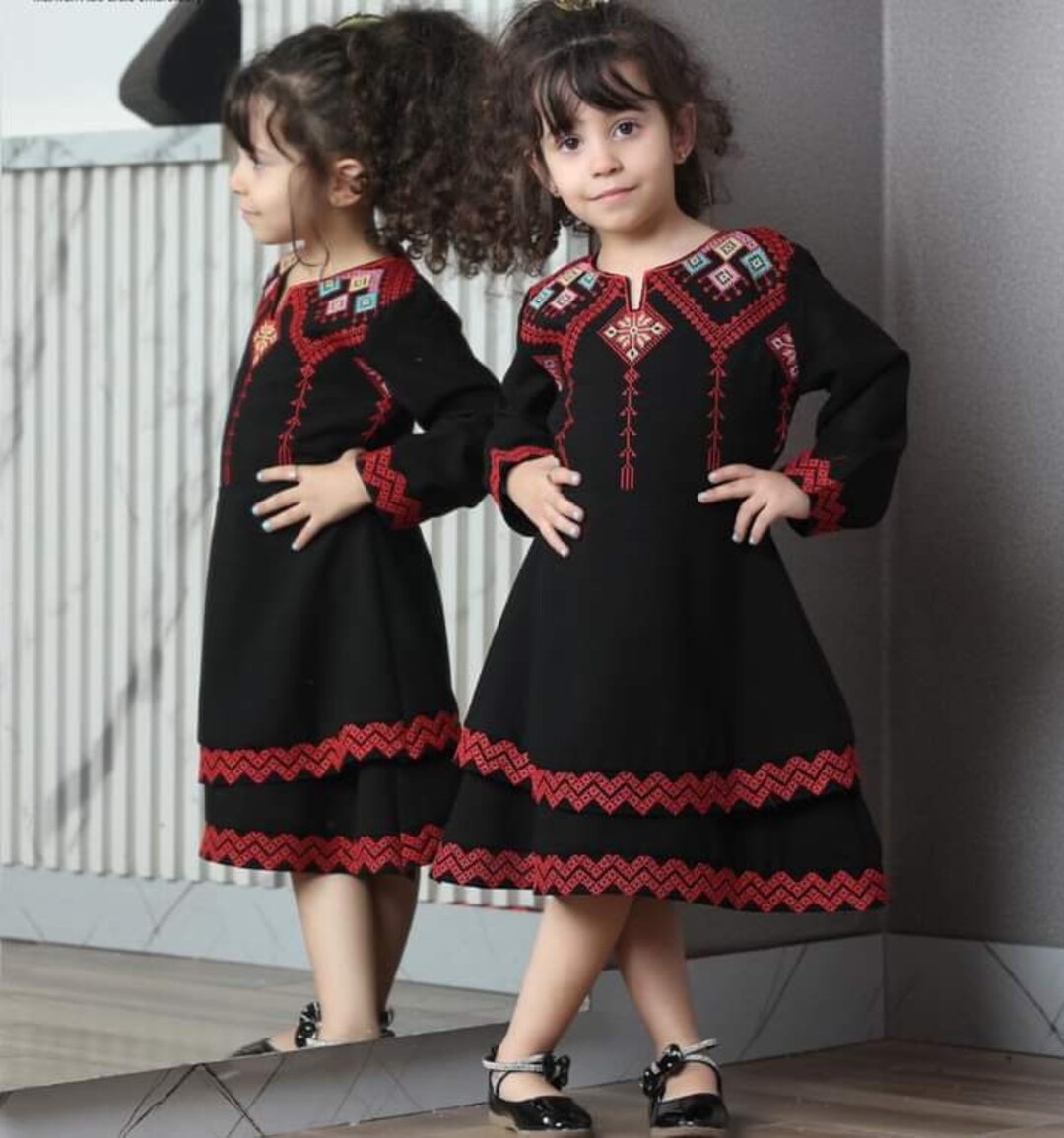 Little Girl Palestinian Thobe Tatreez Embroidered Ruffle Layers Thobe ...