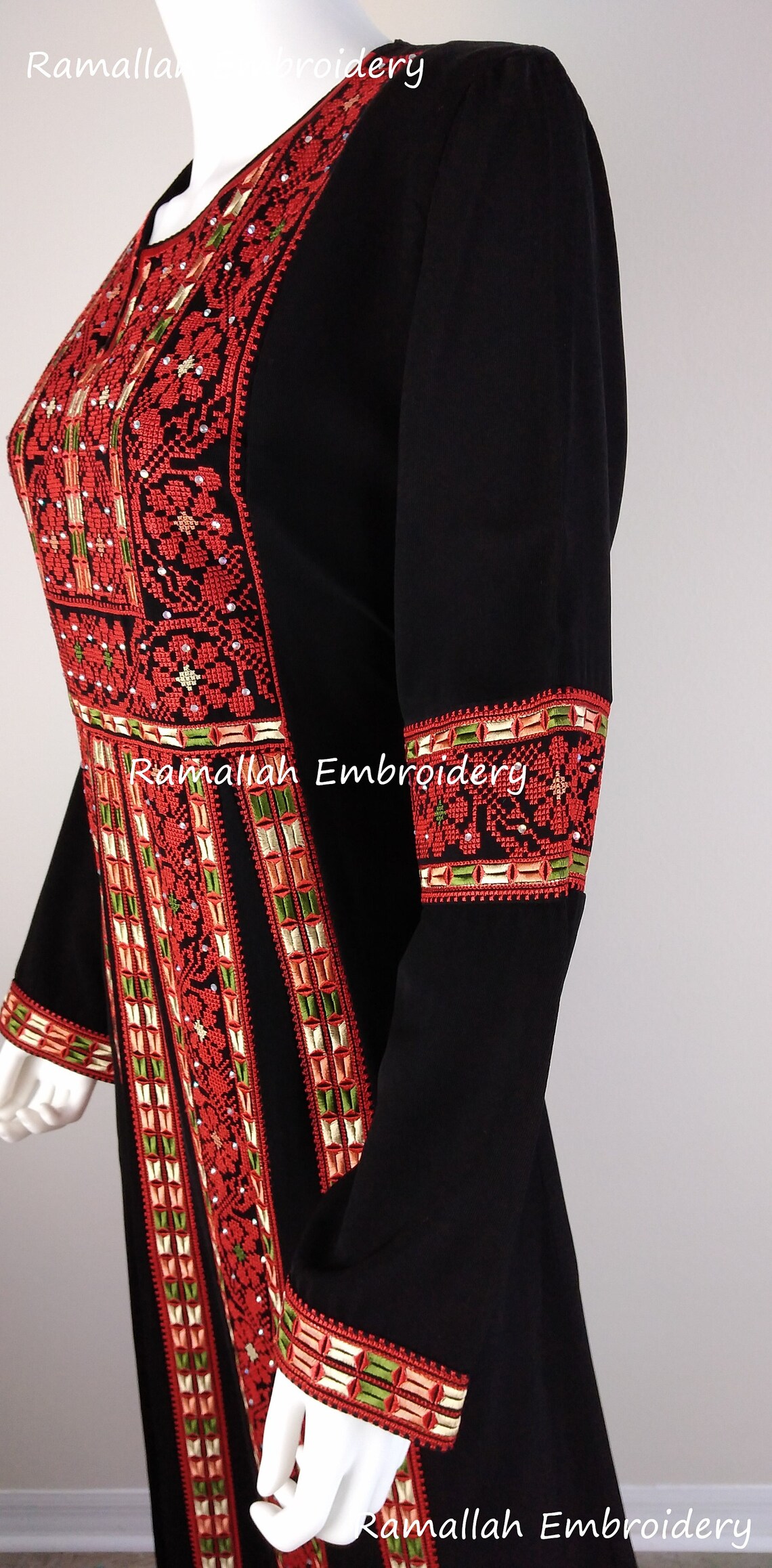 Thobe Kaftan Palestinian Embroidered Maxi Dress Arabic - Etsy