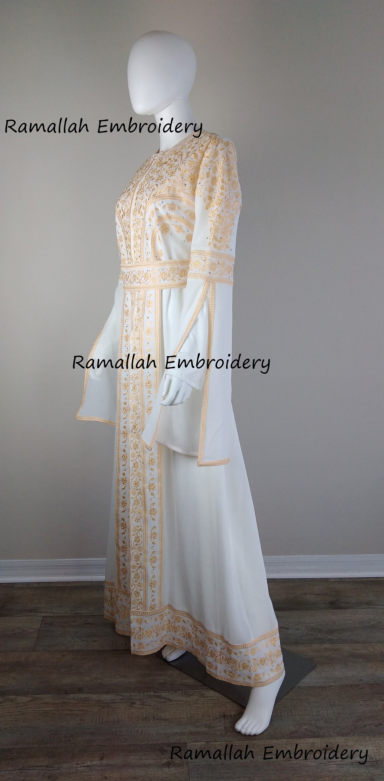 Thobe Kaftan Maxi Dress Palestinian Embroidery Tatreez | Etsy