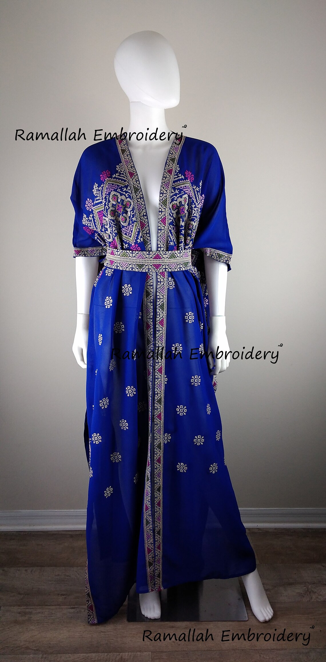 One Size Palestinian Embroidered Blue Bisht New Collection | Etsy
