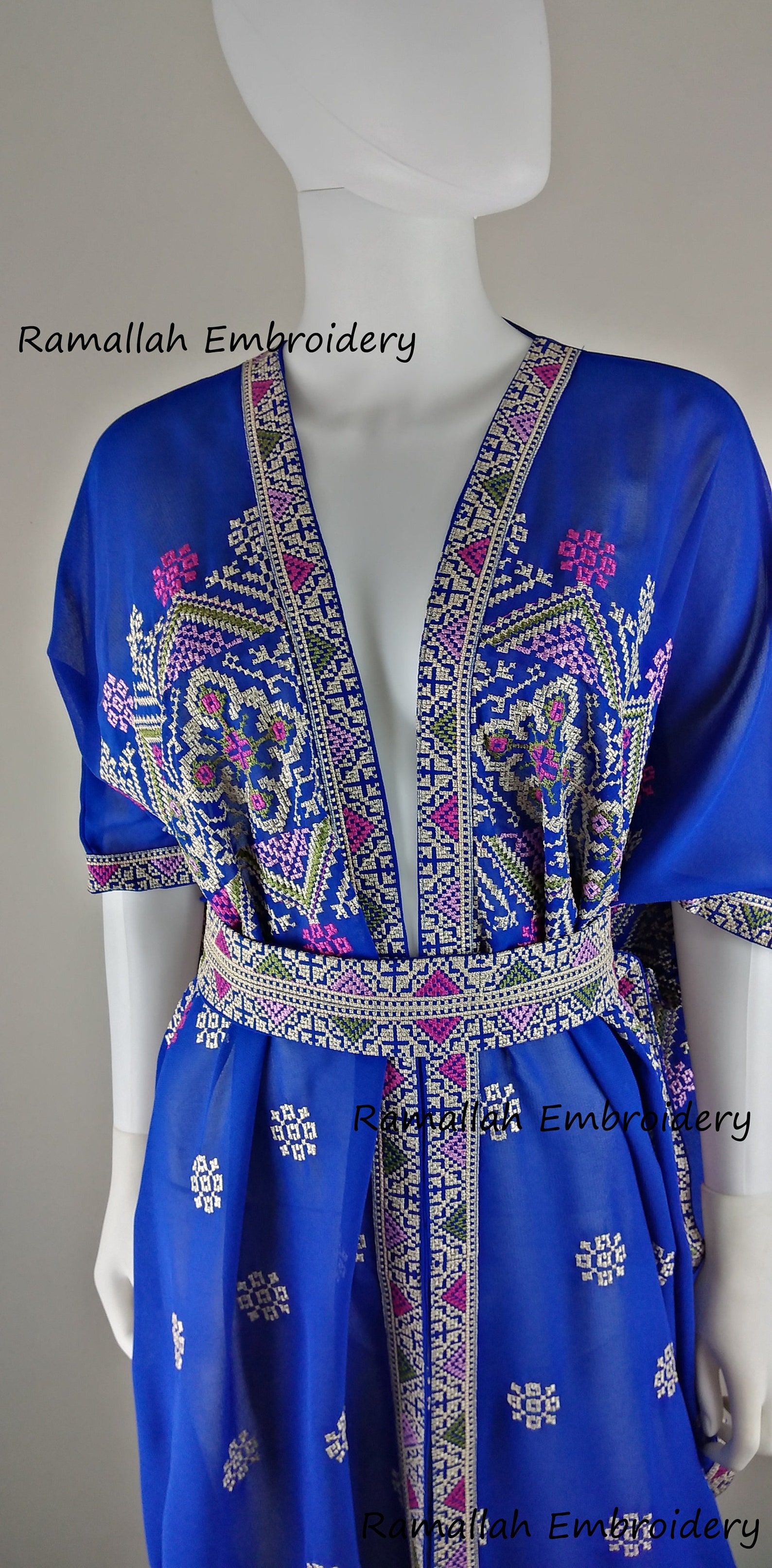 One Size Palestinian Embroidered Blue Bisht New Collection | Etsy