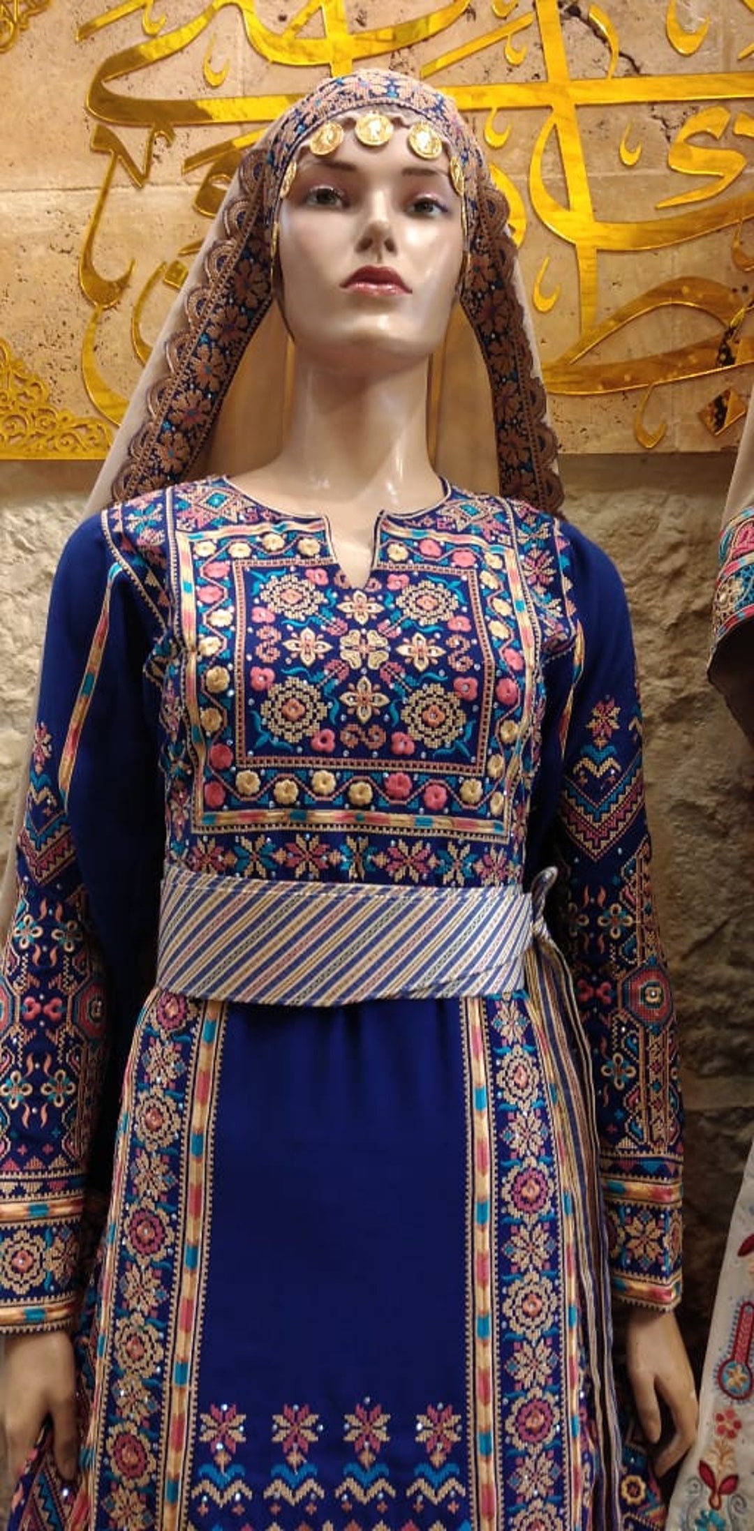 Palestinian Thobe Tatreez Embroidery Blue Luxury - Etsy