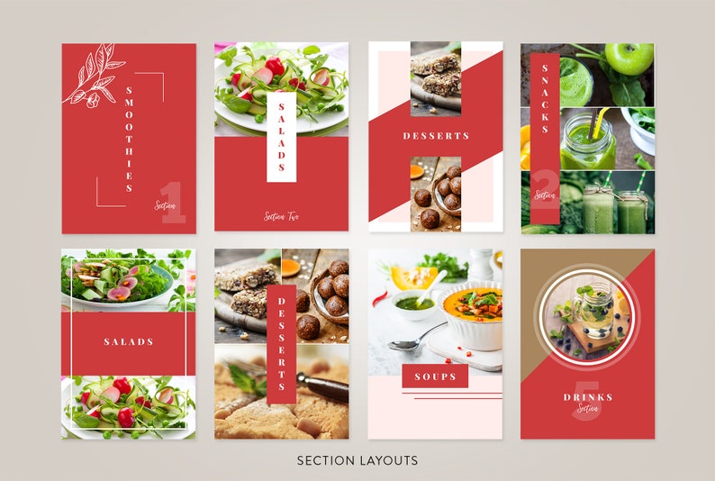 Canva Recipe Layouts Template - Etsy