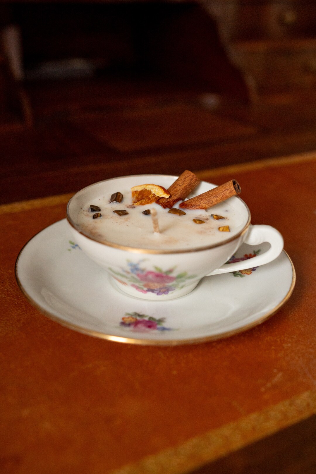 Dried Flower Candle and Lithotherapy Gingerbread Scent - Etsy