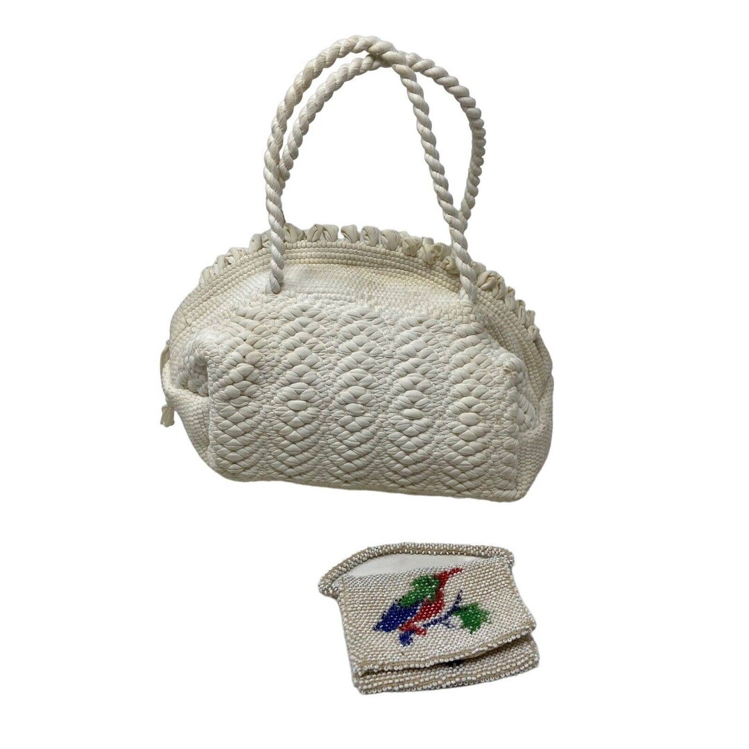 Vintage 50s Macramé Boho Mini Satchel Beaded Hummingbird Coin Purse - Etsy