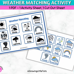 Weather Matching Activity | Preschool Busy Book Activity | Learning ...
