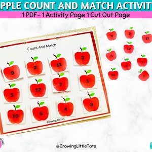 Count and Match Apples Printable | Preschool Busy Book Activity | 1-12 ...