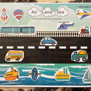 Transportation Sorting Game: Air, Land & Sea Preschool Printable (PDF ...