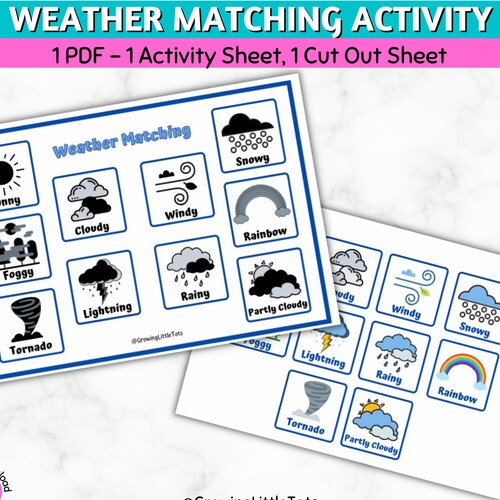 Weather Matching Activity Preschool Busy Book Activity - Etsy