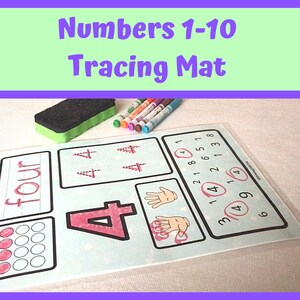 Number 1-10 Tracing Mat Printable | Play Dough Mat | Tracing Activity ...