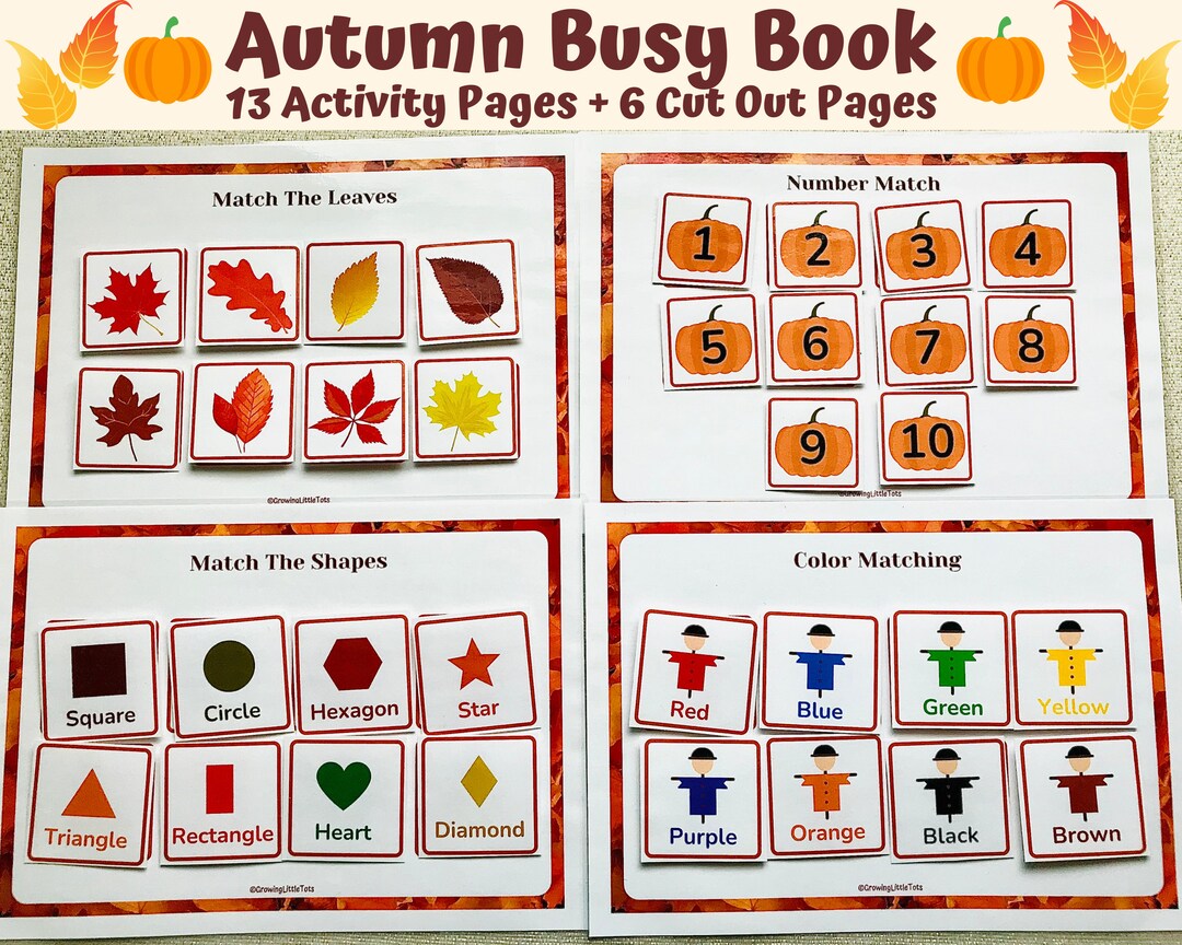 Autumn Busy Book Printable, Toddler Busy Book, Printable Busy Book ...