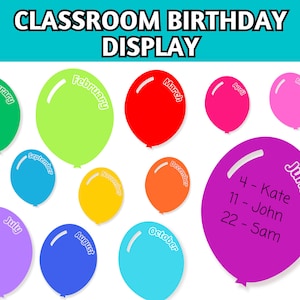 Balloon Theme Classroom Birthday Board (printable) - Etsy