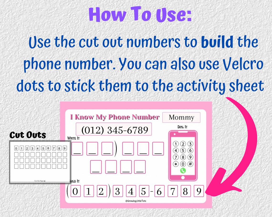 Phone Number Practice Activity Printable, Busy Book, I Know My Phone ...