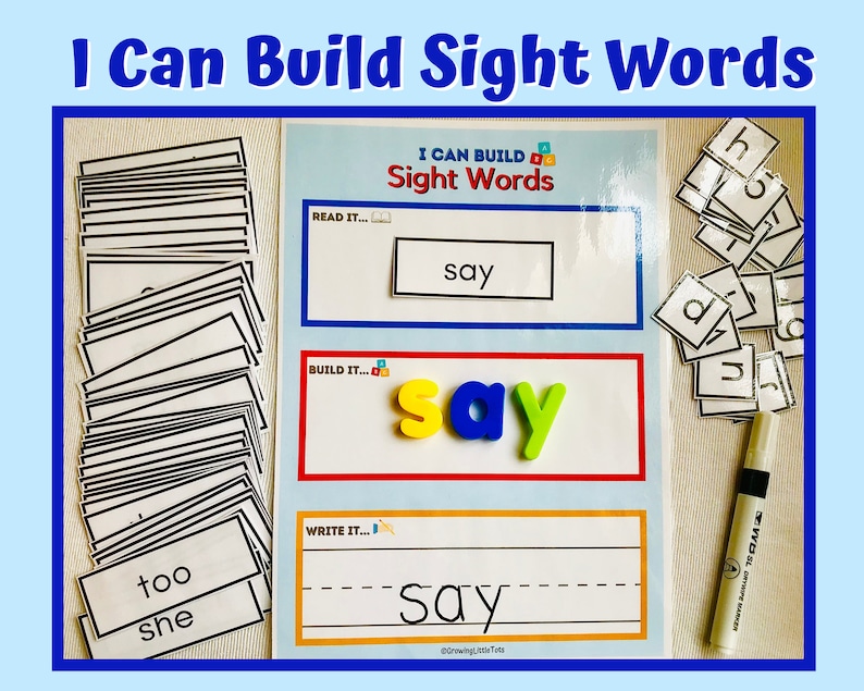 Sight Words Builder Read Build and Write Sight Words | Etsy
